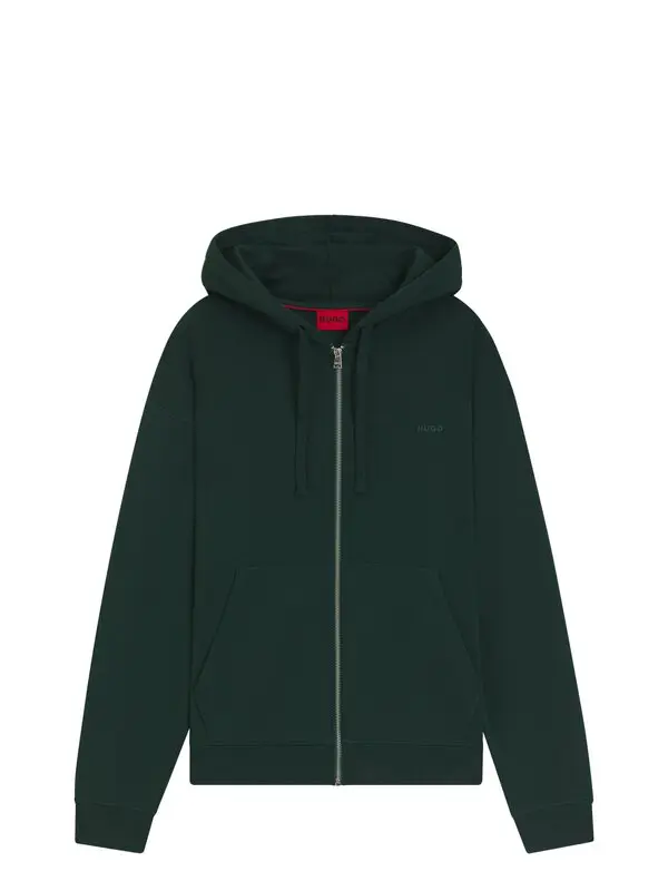 Hugo Logo Cotton Terry Hoodie - Light Green