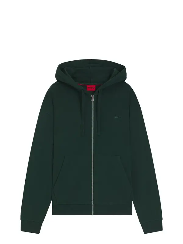 Hugo Logo Cotton Terry Hoodie - Light Green