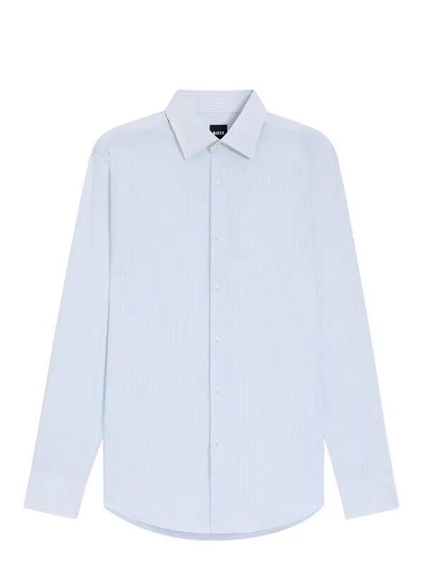 BOSS Striped Slim-fit Shirt In Performance-stretch Fabric - Light Blue