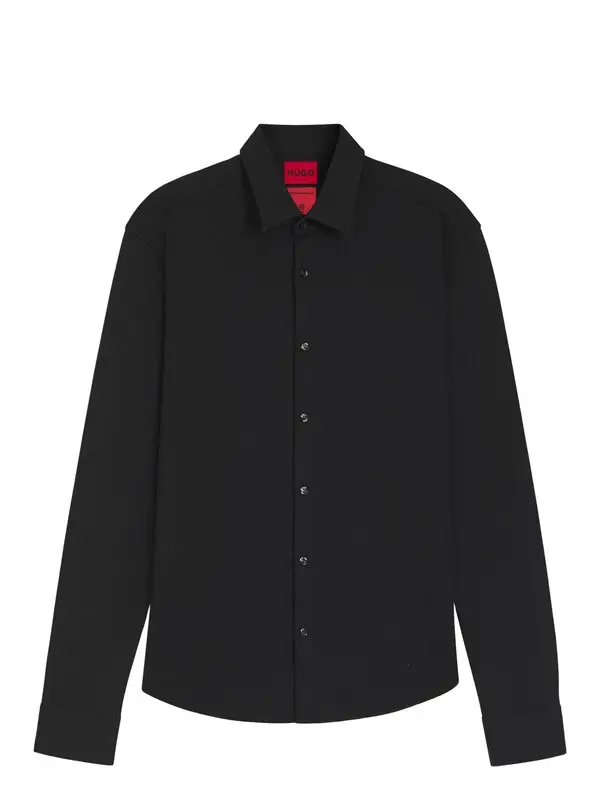 Hugo Slim-fit Shirt In Performance-stretch Jacquard - Black