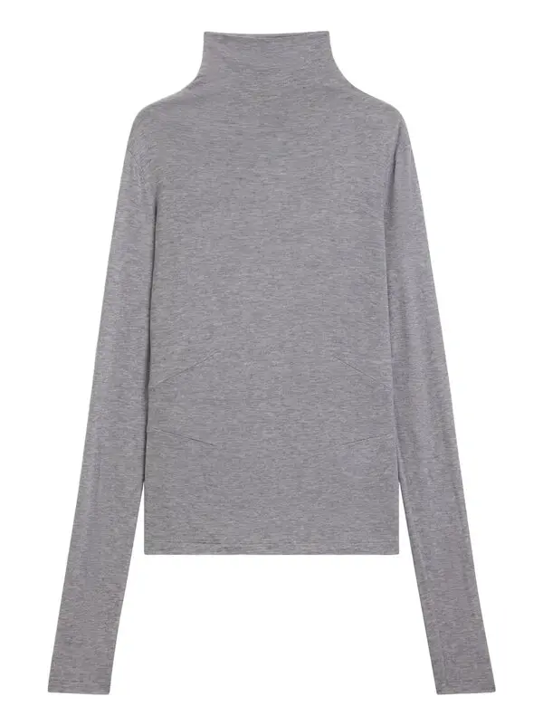 BOSS Slim-fit High Neck Jersey Top - Light Grey