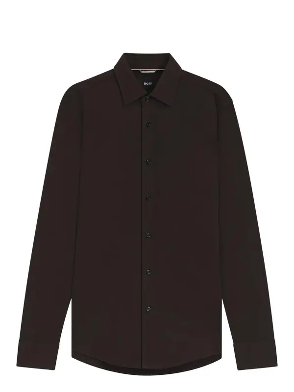 BOSS Slim-fit Shirt In Mercerised Cotton - Dark Brown