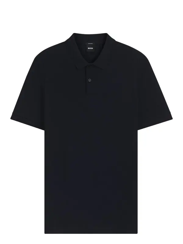 BOSS Cotton Polo Shirt With Herringbone Structure - Dark Blue