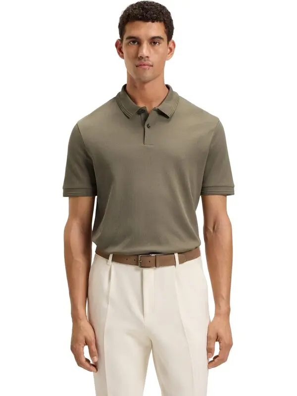 BOSS Cotton Polo Shirt With Herringbone Structure - Light Brown