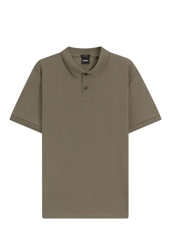 BOSS Cotton Polo Shirt With Herringbone Structure - Light Brown