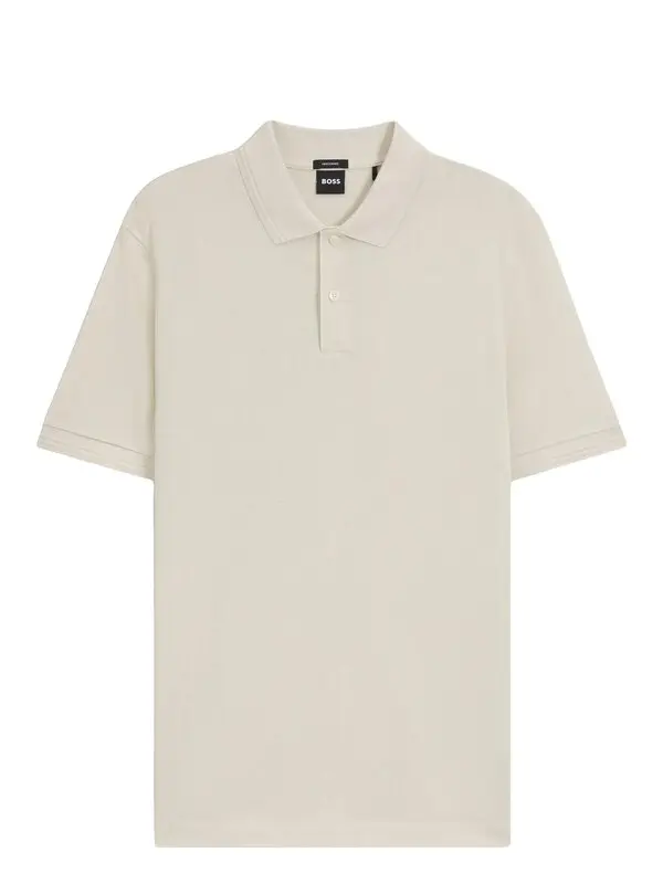 BOSS Cotton Polo Shirt With Herringbone Structure - White