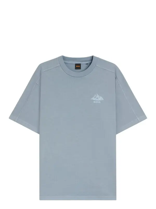 BOSS Logo-detail T-shirt In Cotton Jersey - Light Blue