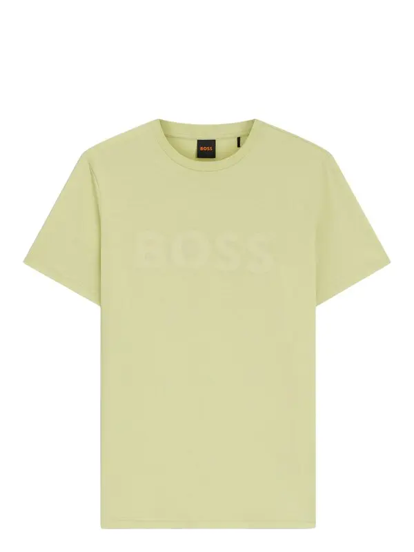 BOSS Cotton-jersey T-shirt With Large Logo Print - Beige