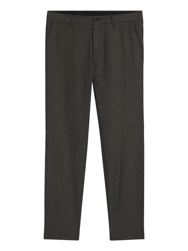 BOSS Slim-fit Virgin Wool Trousers - Dark Brown