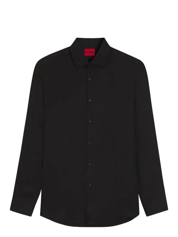 Hugo Slim-fit Shirt With Jacquard Pattern - Black