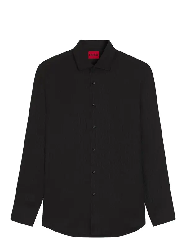 Hugo Slim-fit Shirt With Jacquard Pattern - Black