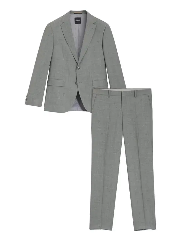 BOSS Two-piece Regular-fit Suit In Patterned Stretch Cloth - Silver