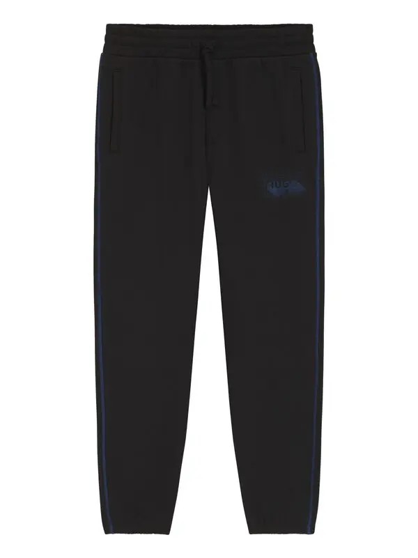 Hugo Logo-artwork Tracksuit Bottoms In Cotton Terry - Black