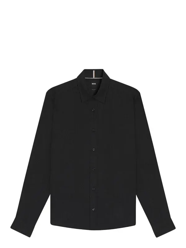 BOSS Regular-fit Shirt In Cotton-blend Flannel - Black