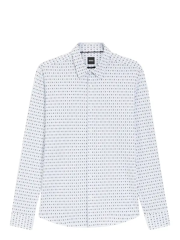 BOSS Printed Slim-fit Shirt In Italian Performance-stretch Jersey - Light Blue