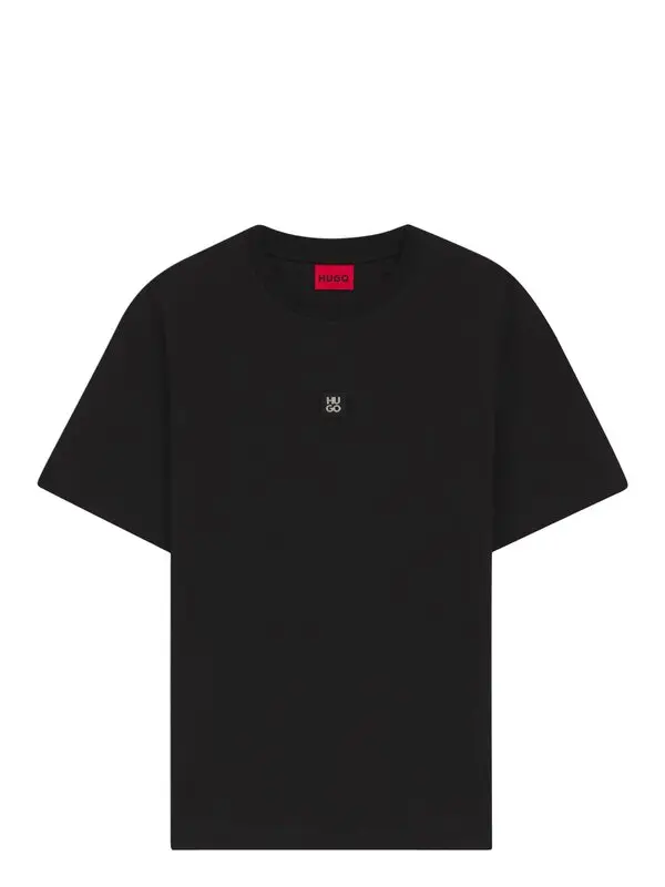 Hugo Stacked-logo T-shirt In A Cotton Blend - Black