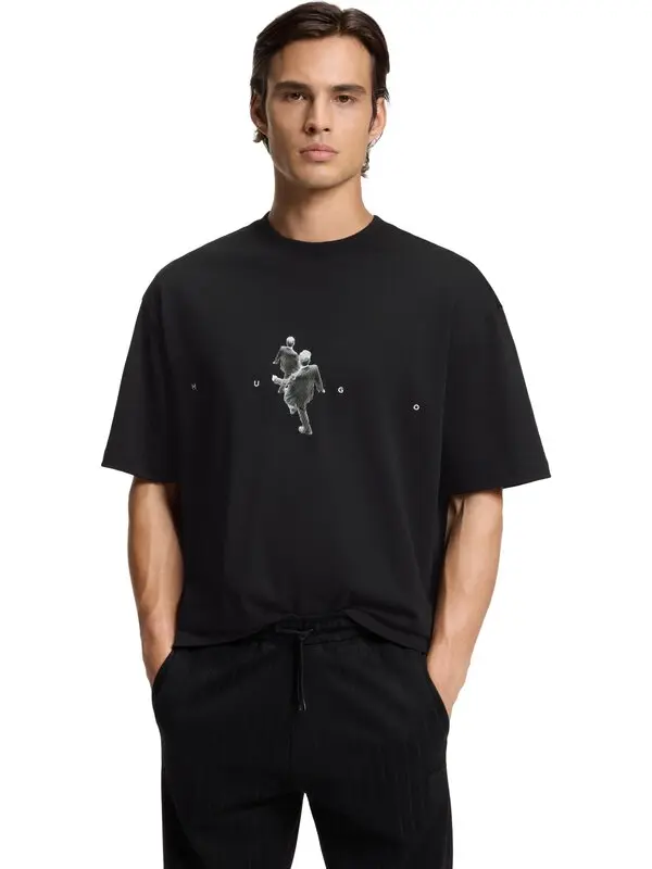 Hugo Graphic-artwork T-shirt In Cotton Jersey - Black