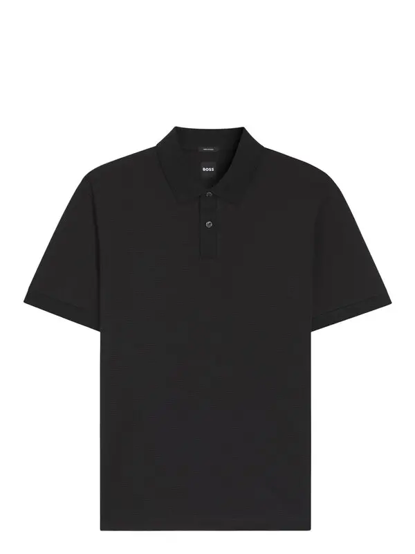 BOSS Micro-pattern Polo Shirt In Mercerised Cotton - Black