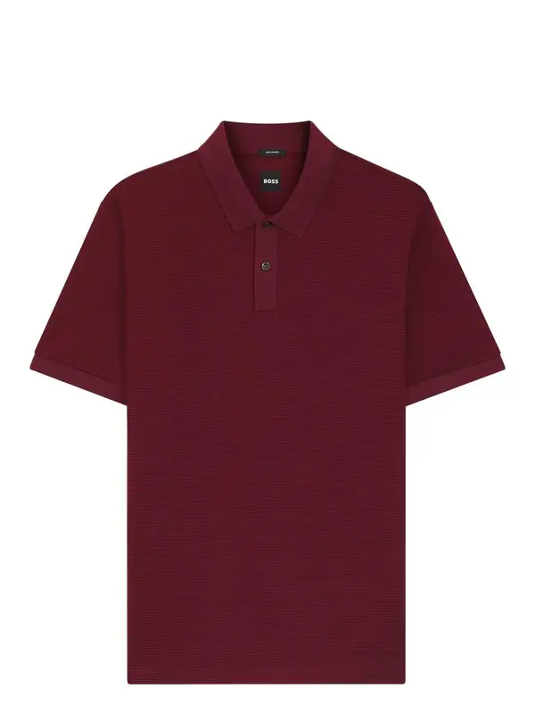 BOSS Micro-pattern Polo Shirt In Mercerised Cotton - Dark Red