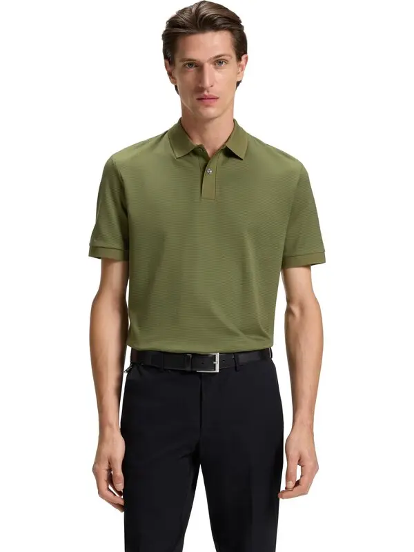 BOSS Micro-pattern Polo Shirt In Mercerised Cotton - Green