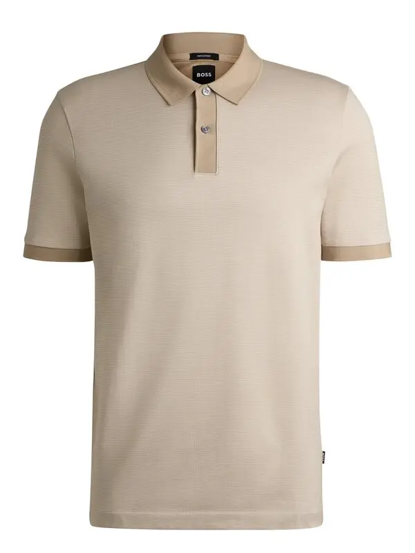 BOSS Micro-pattern Polo Shirt In Mercerised Cotton - Light Beige