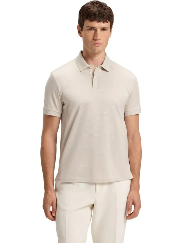 BOSS Micro-pattern Polo Shirt In Mercerised Cotton - White