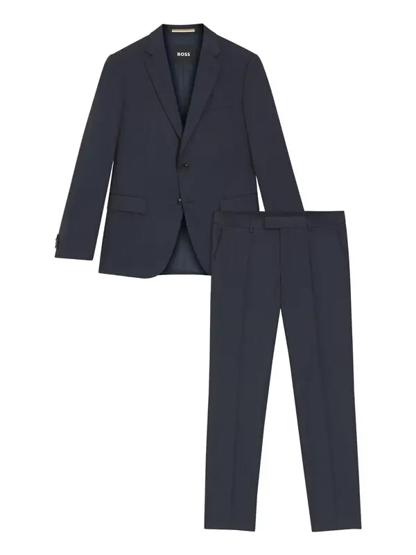 BOSS Micro-patterned Two-piece Slim-fit Suit In Virgin Wool - Dark Blue