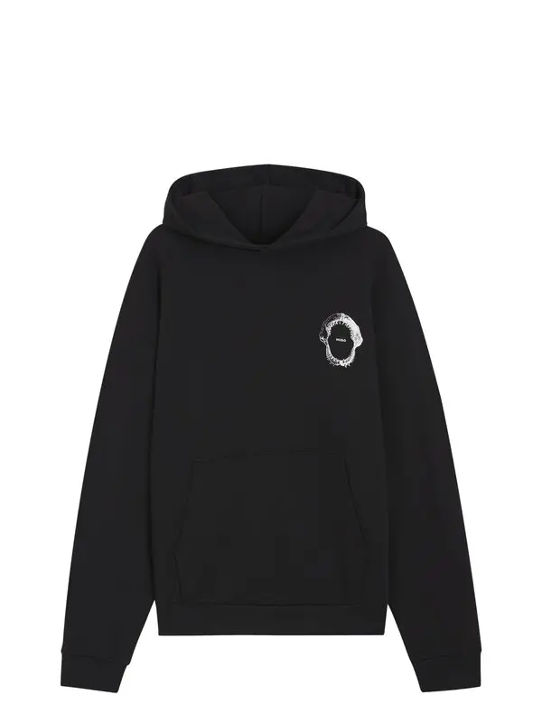 Hugo Cotton Terry Hoodie With Marine Artwork - Black