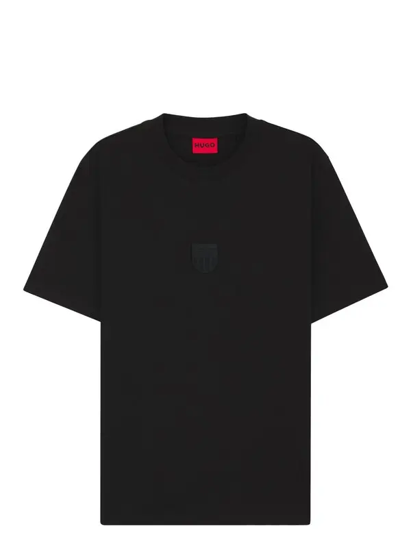 Hugo Rubber-logo T-shirt In Cotton Jersey - Black