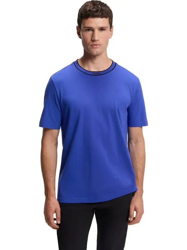BOSS Cotton T-shirt With Logo Crew Neck - Blue