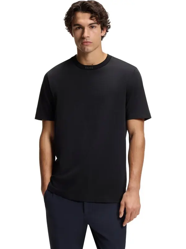 BOSS Cotton T-shirt With Logo Crew Neck - Dark Blue