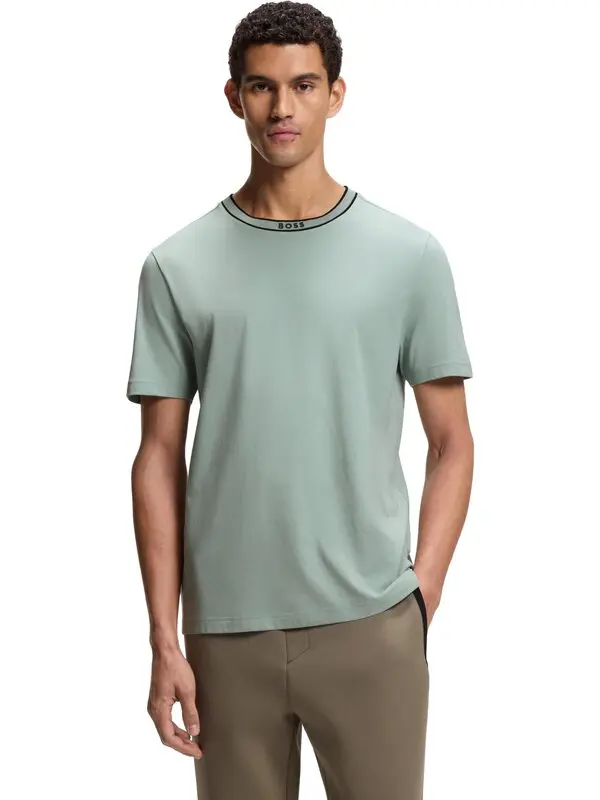 BOSS Cotton T-shirt With Logo Crew Neck - Light Green