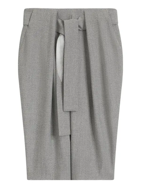BOSS Belted Pleated Skirt - Silver