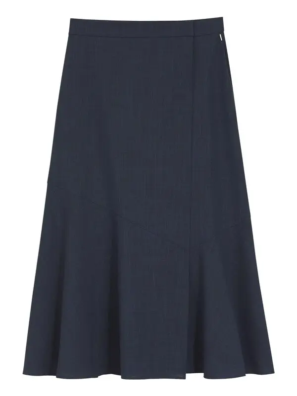 BOSS Melange A-line Virgin Wool Skirt - Dark Blue