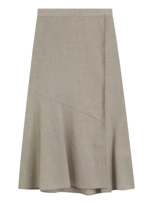 BOSS Melange A-line Virgin Wool Skirt - Light Beige