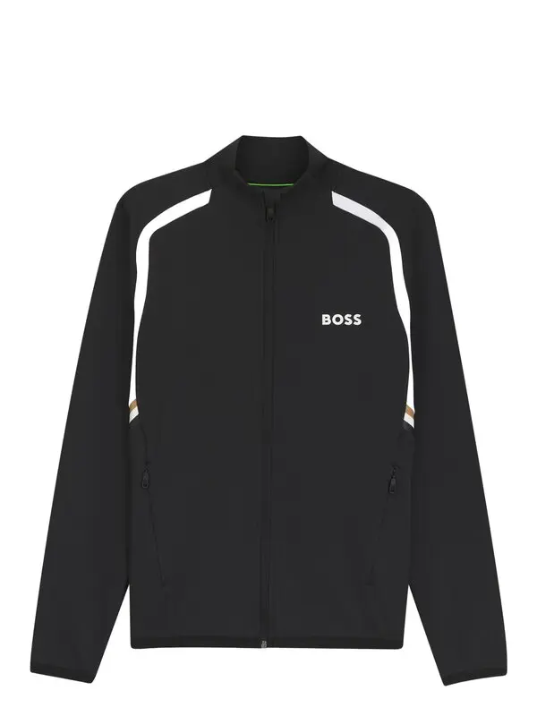 BOSS Zip-up Sweatshirt In Temperature-regulating Stretch Gabardine - Black