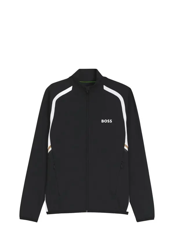 BOSS Zip-up Sweatshirt In Temperature-regulating Stretch Gabardine - Black