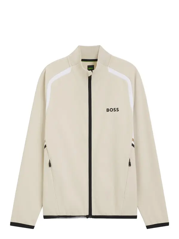 BOSS Zip-up Sweatshirt In Temperature-regulating Stretch Gabardine - Light Beige