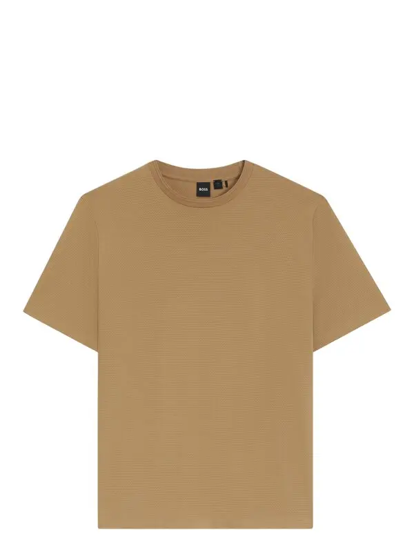 BOSS Cotton-blend T-shirt With Bubble-jacquard Structure - Beige