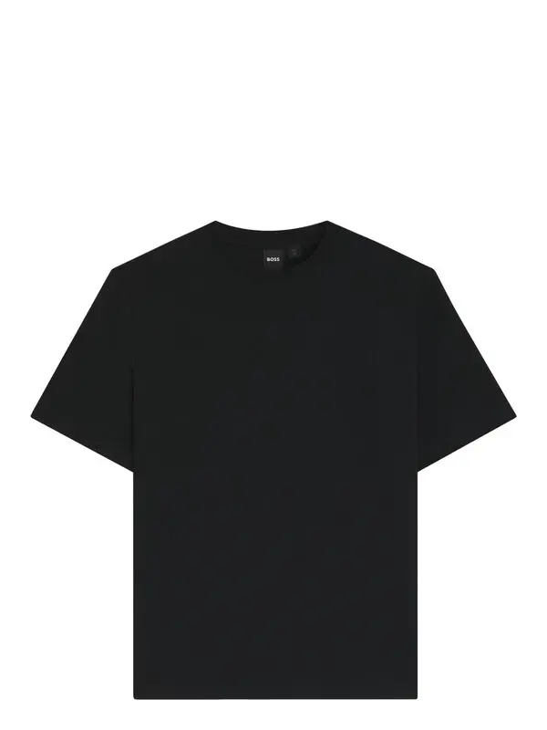 BOSS Cotton-blend T-shirt With Bubble-jacquard Structure - Black
