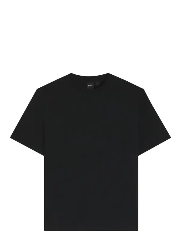 BOSS Cotton-blend T-shirt With Bubble-jacquard Structure - Black