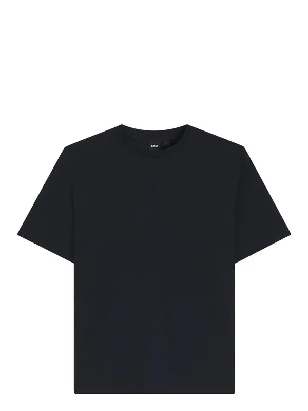 BOSS Cotton-blend T-shirt With Bubble-jacquard Structure - Dark Blue