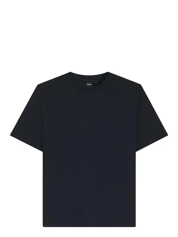 BOSS Cotton-blend T-shirt With Bubble-jacquard Structure - Dark Blue