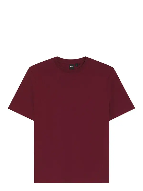 BOSS Cotton-blend T-shirt With Bubble-jacquard Structure - Dark Red