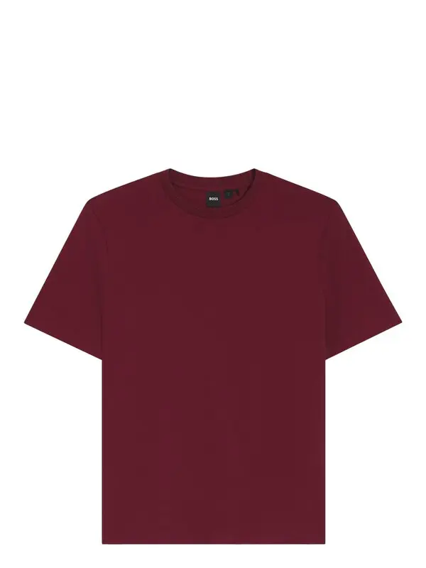 BOSS Cotton-blend T-shirt With Bubble-jacquard Structure - Dark Red