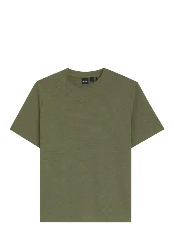 BOSS Cotton-blend T-shirt With Bubble-jacquard Structure - Green