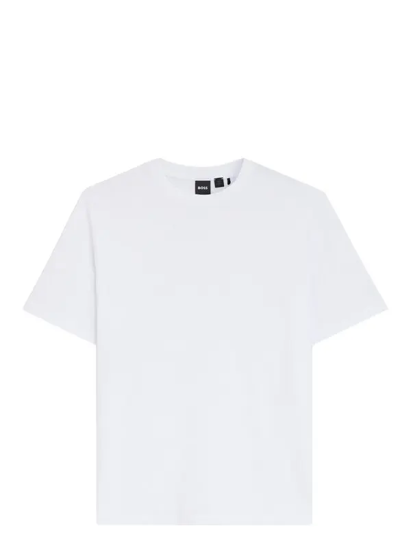 BOSS Cotton-blend T-shirt With Bubble-jacquard Structure - White