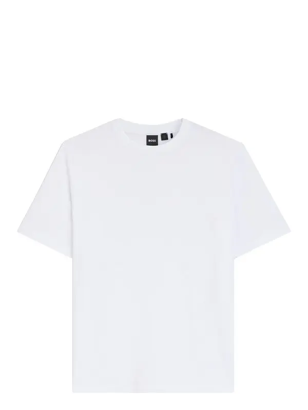 BOSS Cotton-blend T-shirt With Bubble-jacquard Structure - White