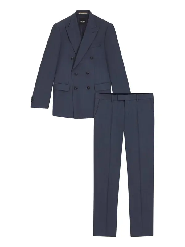 BOSS Two-piece Slim-fit Suit In Patterned Virgin Wool - Light Blue