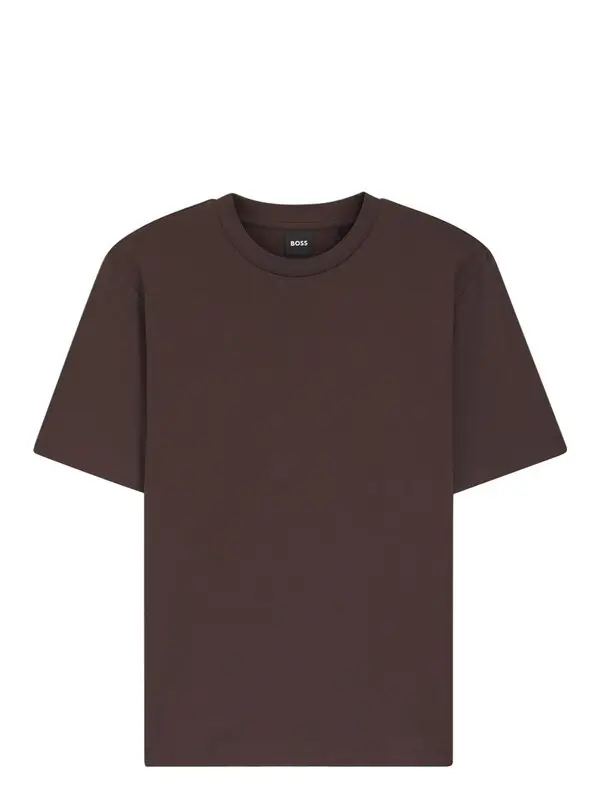 BOSS Relaxed-fit T-shirt In Mercerized Cotton - Dark Brown